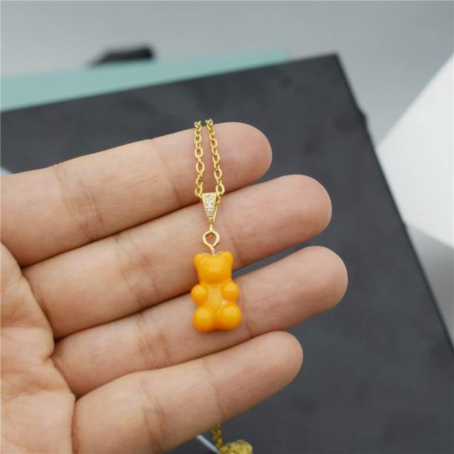 Colorful Resin Gummy Bear Pearl Chain Necklace – OurCoordinates