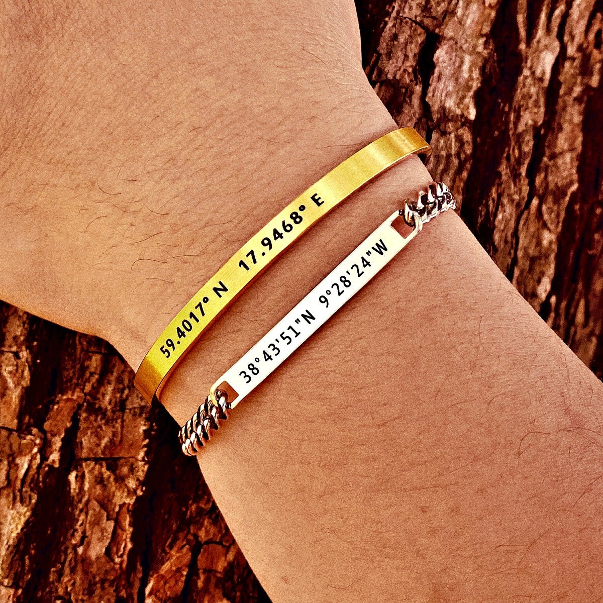 Personalized Chain Link Coordinates Bracelet - OurCoordinate ...