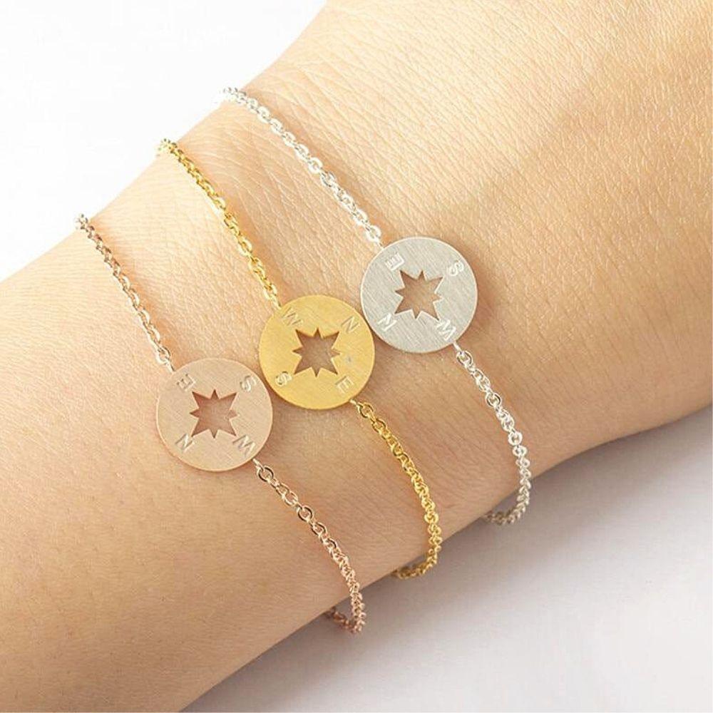Dainty Compass Charm Bracelet | Fast Delivery - OurCoordinates