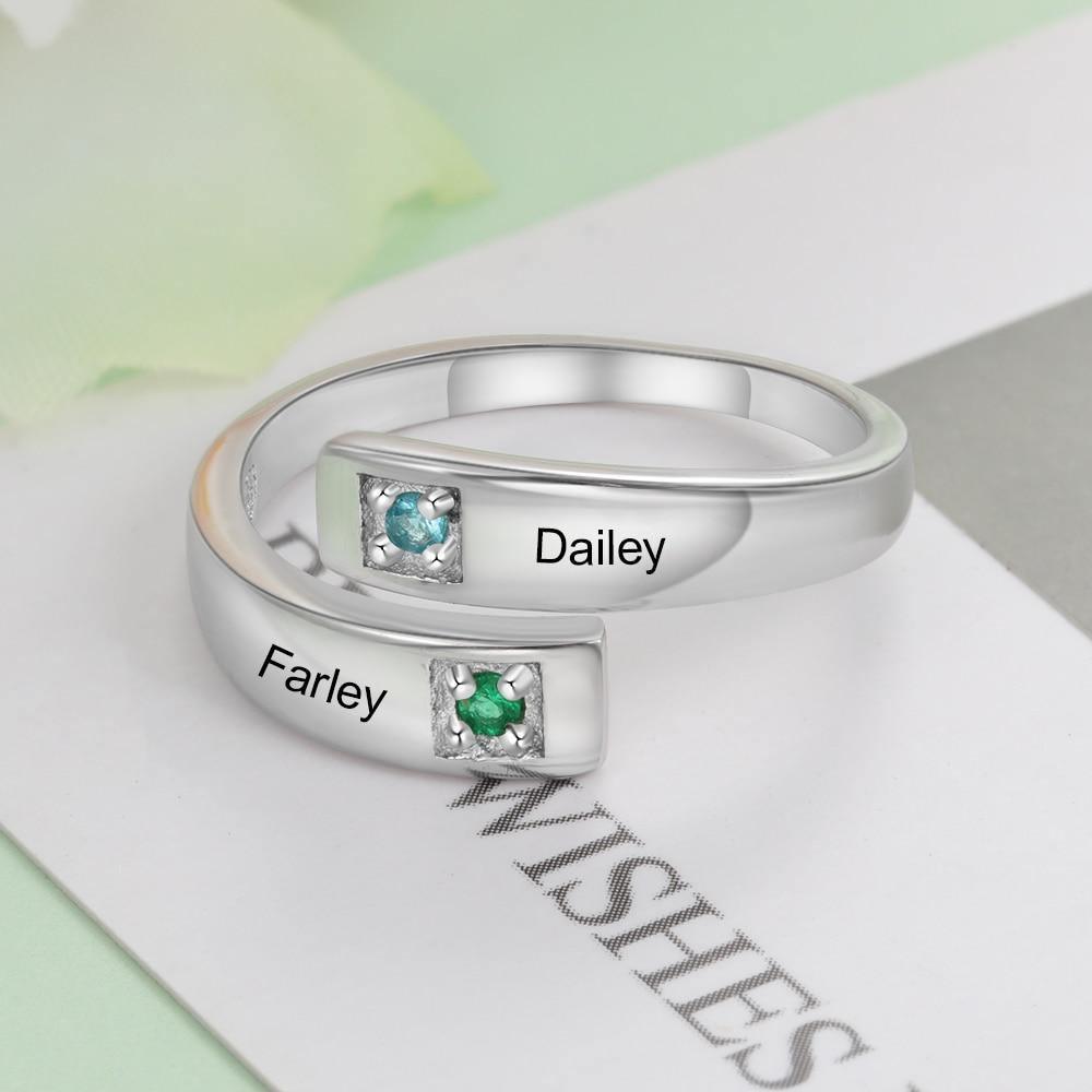 Engraved Birthstone Ring | Free Customization - OurCoordinates