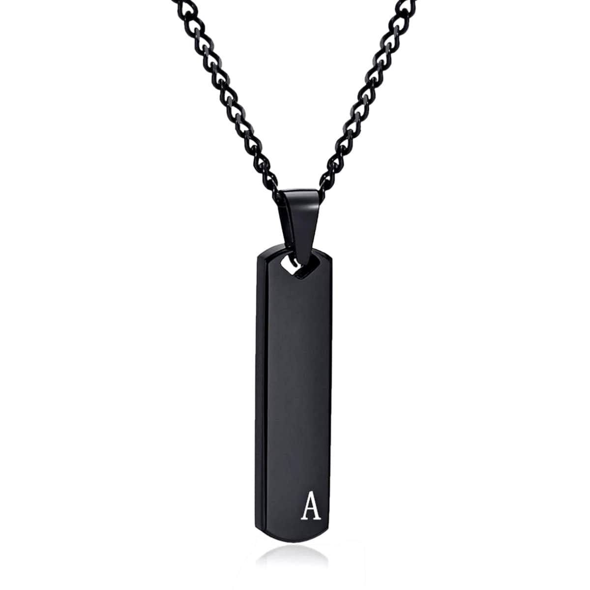 Custom Initial Necklace for Men | Bold Vertical Bar Pendant ...
