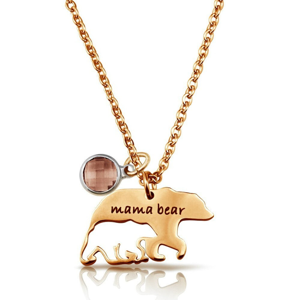 Mama Bear Necklace with Birthstone Gifts for Mom OurCoordinates